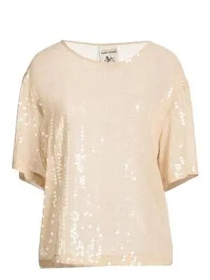 SEMICOUTURE Georgette Top With Appliqués And Sequins - Beige
