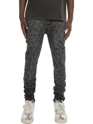 PURPLE BRAND Monogram Print Skinny Jeans - Black