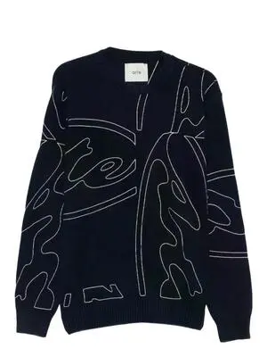 ARTE ANTWERP Crew-neck Sweater With Ribbed Trim - Blue