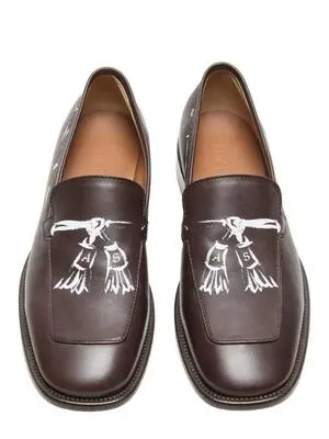 Acne Studios Printed Leather Loafers - Dark Brown