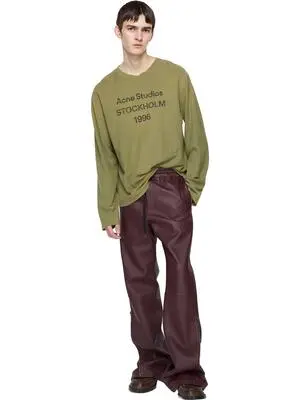 Acne Studios Logo T-shirt Relaxed Fit - Olive Green