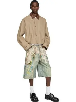 Acne Studios Denim Shorts Loose Fit - White,green