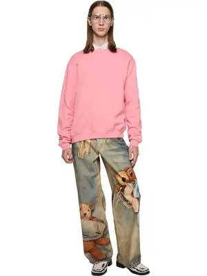 Acne Studios Fleece Face Logo Sweatshirt Tango Pink