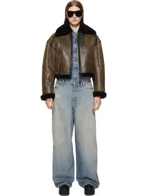 Acne Studios Shearling Jacket - Dark Brown,black