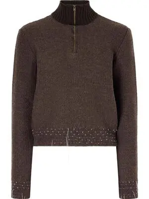 MAISON MARGIELA Distressed Wool-blend Sweater - Brown