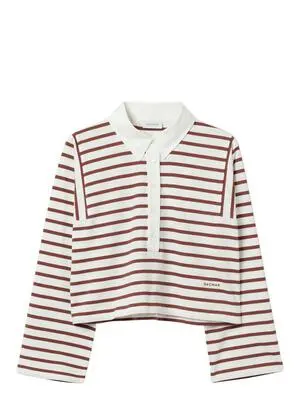 HOUSE OF DAGMAR Striped Rugby Top - White Mahogny Red