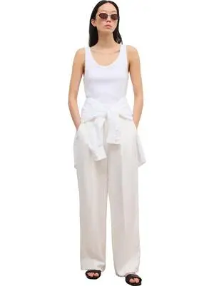 HOUSE OF DAGMAR Relaxed Wide-leg Linen Trousers - White