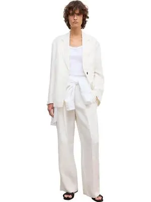 HOUSE OF DAGMAR Linen Blend Single-breasted Blazer - White
