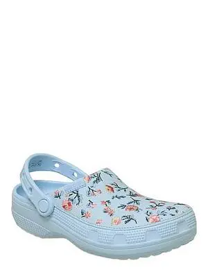 Pink Classic Crafted Floral Clog - Blue