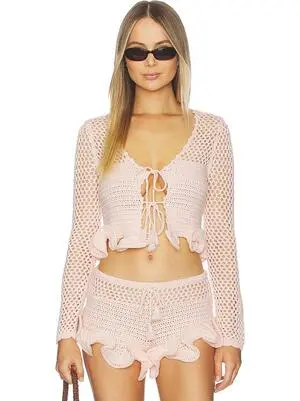 LOVERS AND FRIENDS Blake Open Knit Cardigan - Pink