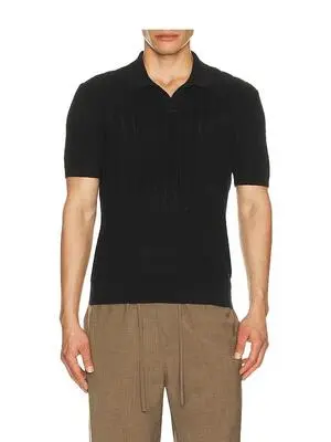 Polo Ralph Lauren Short Sleeve Linen Johnny Collar Sweater - Polo Black