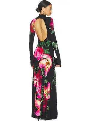 Alice + Olivia Augusta Turtleneck Maxi Dress - Empress Bloom Black