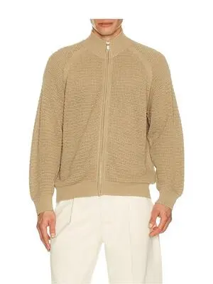 LE17SEPTEMBRE Open Knit Zip Up Cardigan - Beige