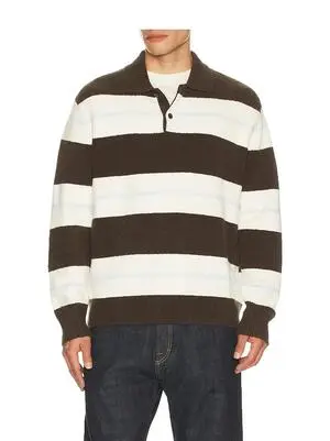 SAMSOE SAMSOE Sanino Polo In Olive,white - Black Olive Stripe