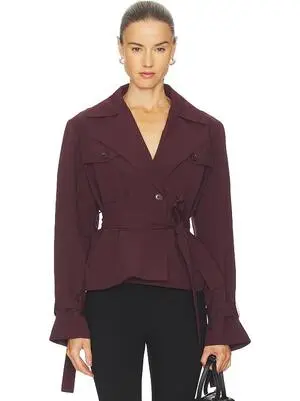 LAMARQUE Quinn Cropped Trench Coat - Burgundy