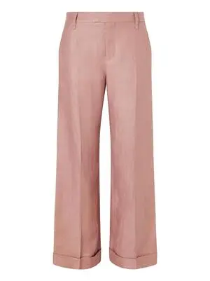 Brunello Cucinelli Linen Wide-leg Trousers - Pink