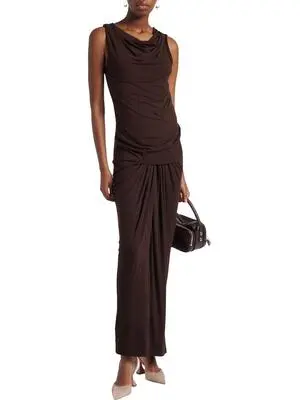 ENTIRE STUDIOS Draped Gathered Midi Dress - Brown