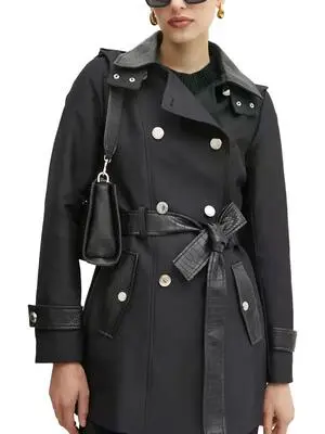 MORGAN Hooded Belted Coat - Black
