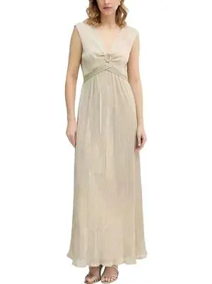 MORGAN Ring Detail V-neck Maxi Dress - Neutrals