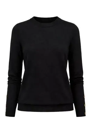 Michael Kors Button-embellished Round Neck Sweater - Black