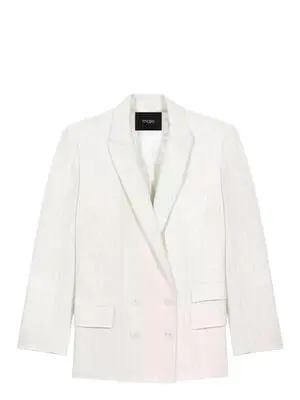 Maje Pinstripe Double-breasted Blazer - White
