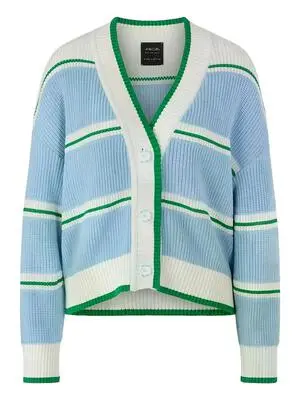 MARCCAIN Striped V-neck Cardigan - Blue