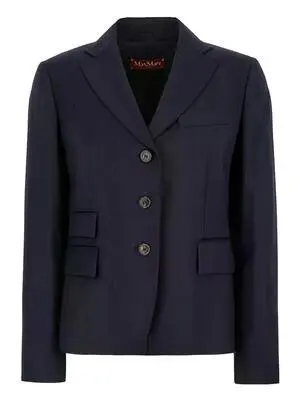 Max Mara Pinstripe Virgin Wool Jacket - Blue