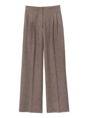 Iris Von Arnim Pinstripe Pleated Trousers - Brown