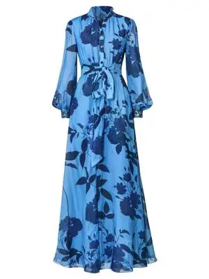 Sachin & Babi Embroidered Floral-print Maxi Dress - Blue