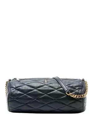 Saint Laurent Small Quilted Lambskin Sade Tube Bag - Black