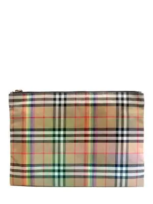 Burberry House Check Canvas Clutch - Brown