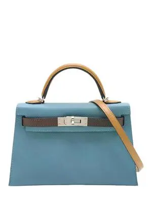 Hermès 2023 Mini Tricolor Epsom Kelly Ii Sellier 20 Satchel - Blue
