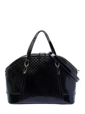 Gucci 2016-2026 Large Microissima Patent Dome Satchel - Black