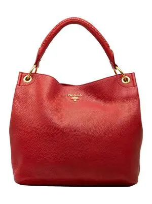 Prada 2010-2026 Vitello Daino Hobo Bag - Red