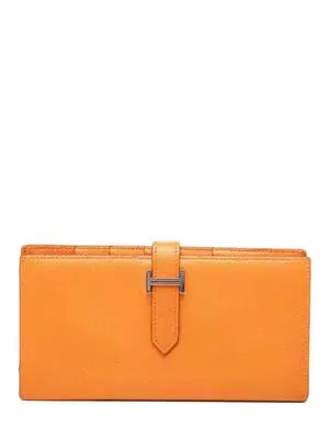 Hermès 2011 Chevre Mysore Bearn Soufflet Wallet - Orange