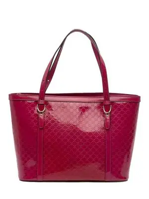 Gucci 2016-2026 Patent Micro Guccissima Nice Tote - Pink
