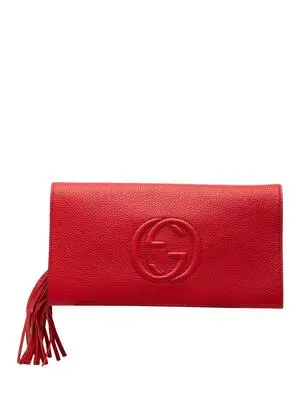 Gucci 2000-2015 Leather Soho Disco Clutch Bag - Red