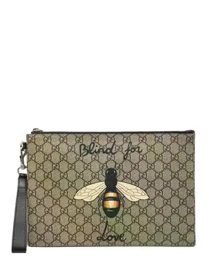 Gucci Gg Supreme Blind For Love Clutch Bag - Brown