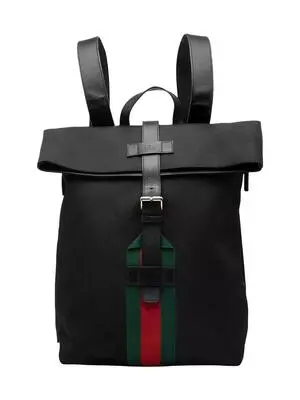 Gucci Canvas Techno Web Fold Over Backpack - Black