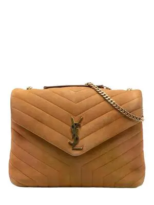Saint Laurent Matelasse Suede Monogram Loulou Chain Bag - Brown