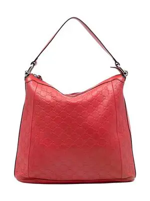 Gucci Ssima Bamboo D-ring Hobo Shoulder Bag - Red