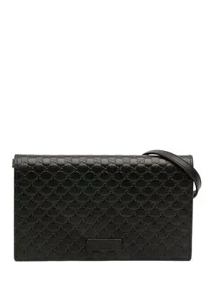 Gucci Microssima Wallet On Strap - Black