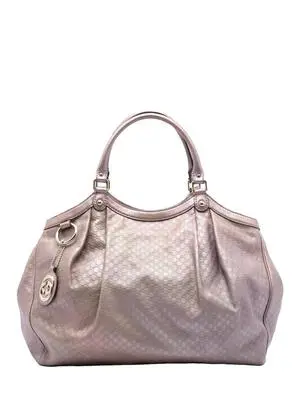 Gucci Large Metallic Micro Guccissima Sukey Tote - Pink