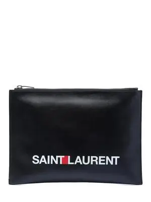 Saint Laurent 2017 Leather Logo Clutch - Black