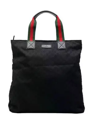 Gucci Gg Canvas Web Tote Bag - Black