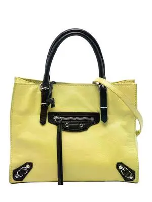 Balenciaga Mini Bicolor Leather Papier A4 Tote Satchel - Yellow