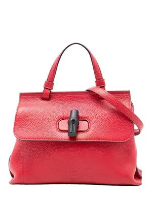 Gucci Leather Bamboo Daily Satchel - Red
