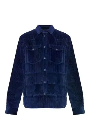 Moncler Gelt Corduroy-texture Chest-pocket Shirt Jacket - Blue