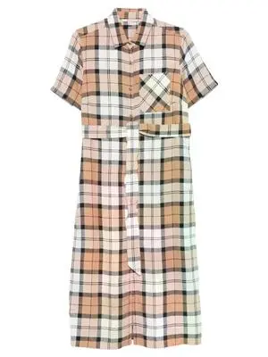 Barbour Belted Check Midi Dress - Brown