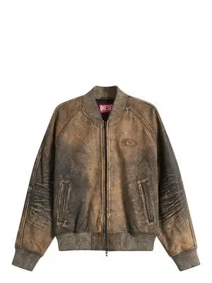 DIESEL L-cobb Camouflage Leather Bomber Jacket - Brown Camouflage